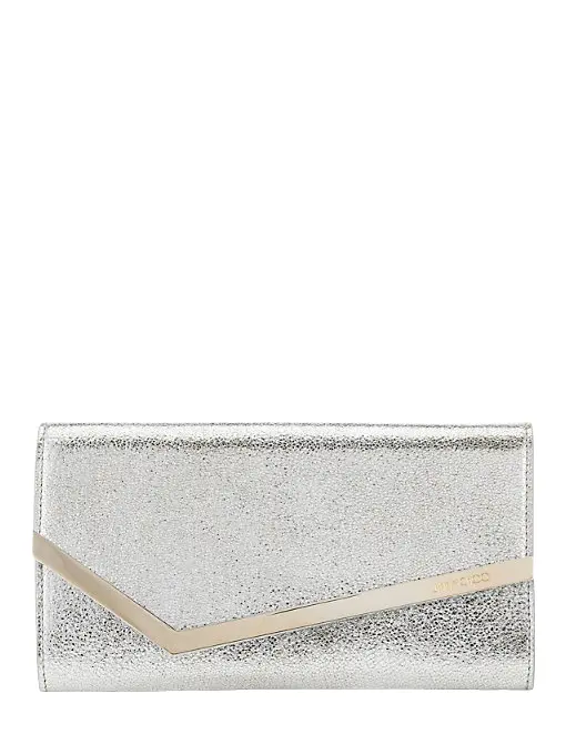 JIMMY CHOO Emmie Glitter Leather Clutch - Champagne