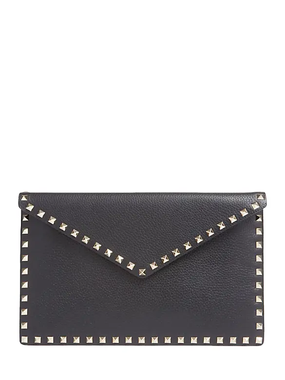 Valentino Garavani Rockstud Leather Clutch - Black
