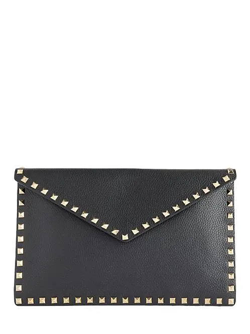 Valentino Garavani Rockstud Leather Clutch - Nero