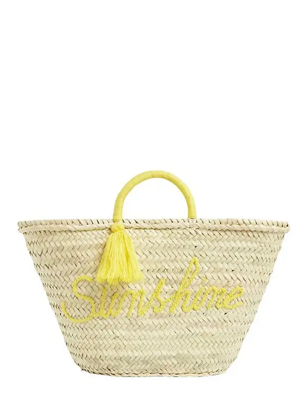 BOUTIQUE BONITA Palm Leaf Basket Bag - Yellow