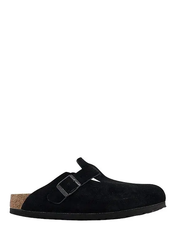BIRKENSTOCK Boston Buckle-embellished Suede Sandals - Black