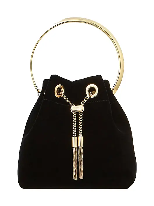 JIMMY CHOO Velvet Top-handle Bag - Black