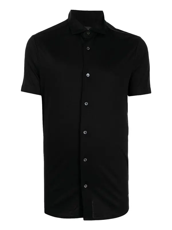 Emporio Armani Logo-plaque Short-sleeve Shirt - Black
