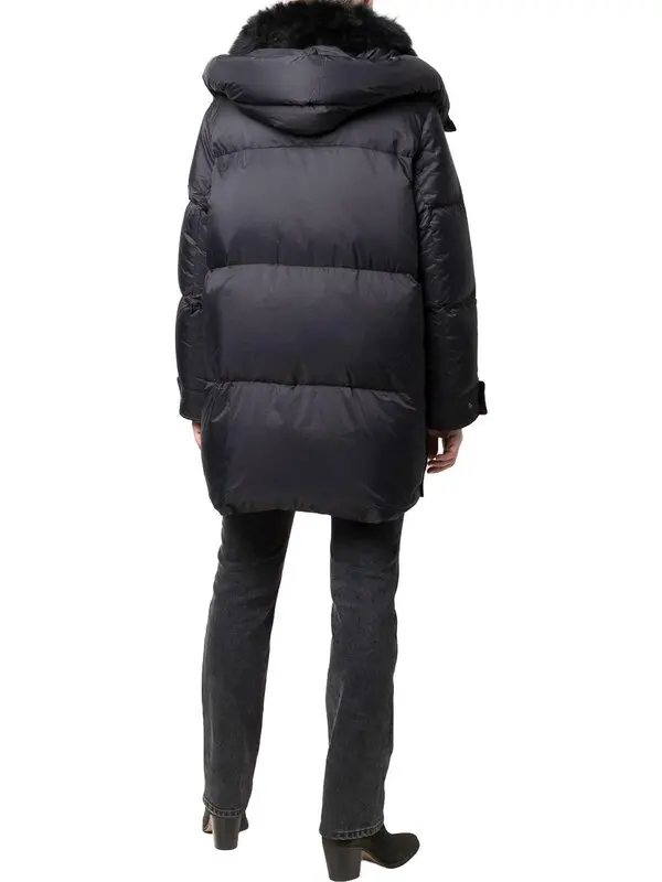 YVES SALOMON Lambswool-trim Hooded Down Jacket - Black