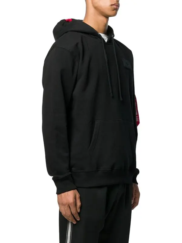 Alpha Industries Logo Stripe Detail Hoodie - Black