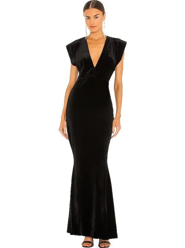 Norma Kamali V Neck Rectangle Gown - Black