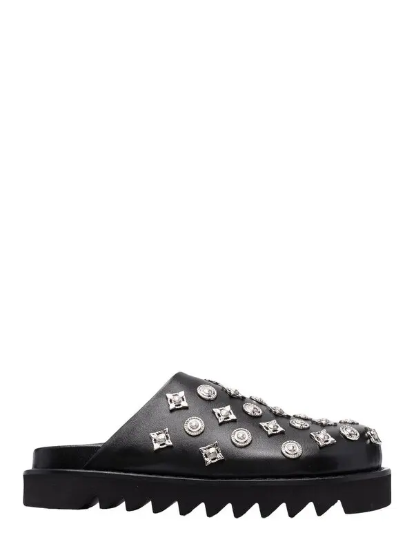 Toga Embellished Leather Mules - Black