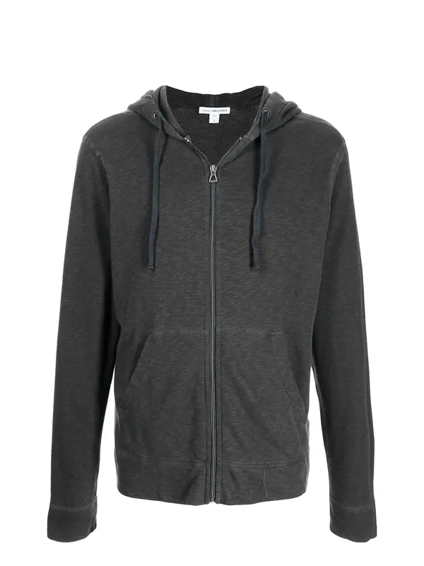 JAMES PERSE Zipped-up Fleece Hoodie - Grey
