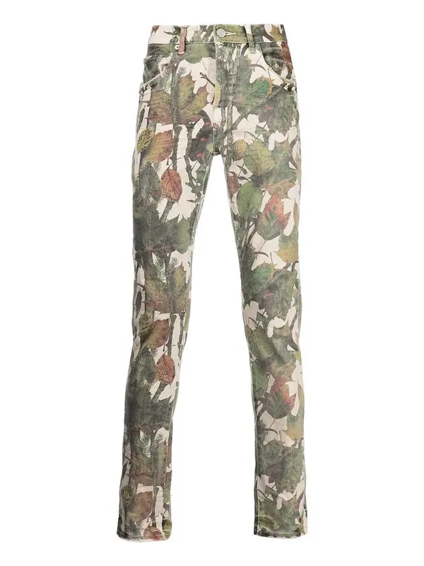 PURPLE BRAND Camouflage Print Slim Fit Jeans - Multicolour