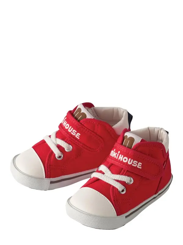 MIKI HOUSE Canvas Logo Strap Sneakers - Red