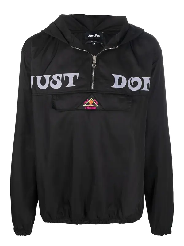 JUST DON Logo-print Hooded Windbreaker - Black