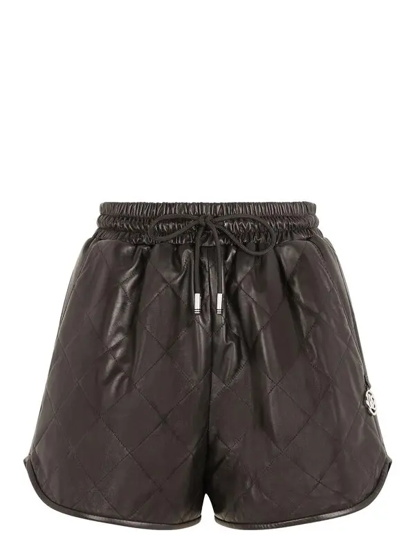 Dolce & Gabbana Quilted Leather Track Shorts - Black