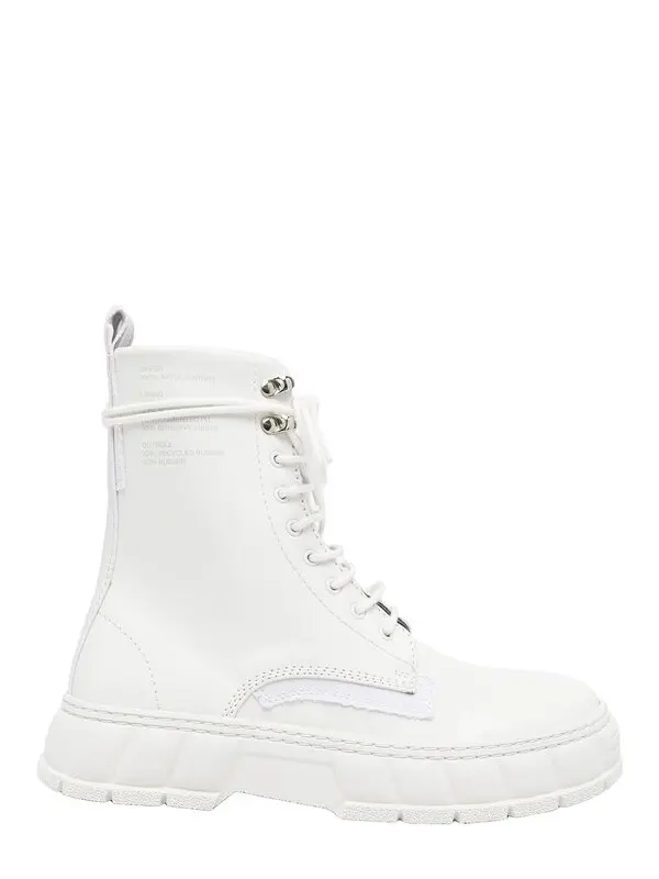 VIRON Eco Leather Combat Boots - White