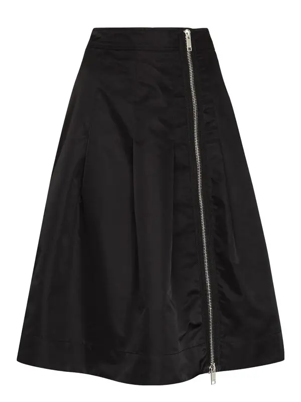 GANNI High-waist Zip-up A-line Skirt - Black