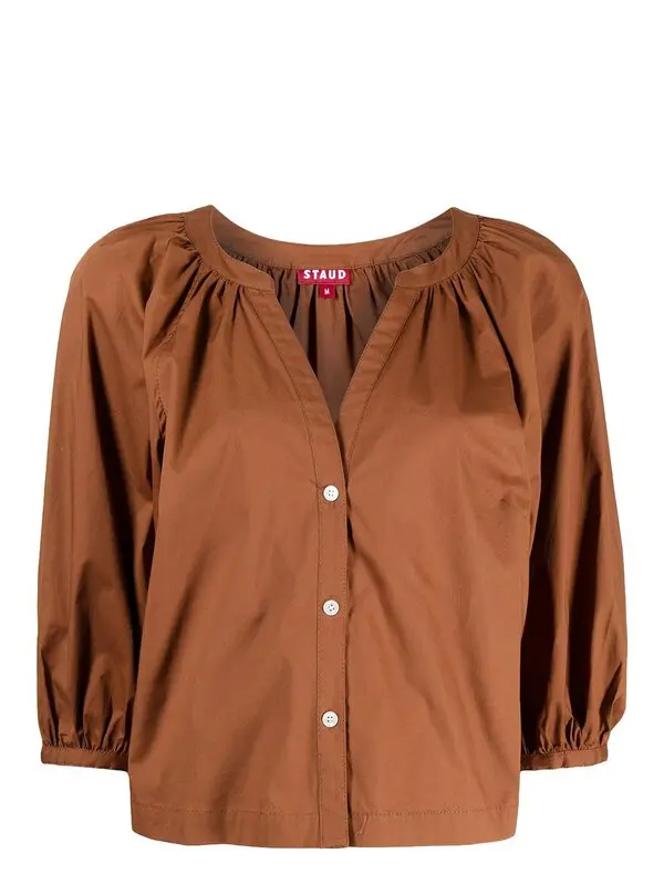 Staud Dill V-neck Blouse - Brown
