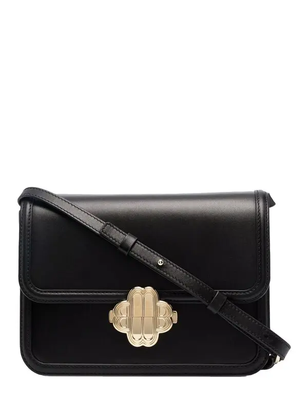 Maje Clover Clasp Leather Shoulder Bag - Black