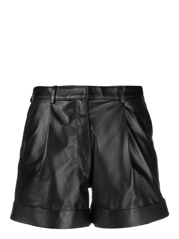 MANOKHI Jett High-waisted Leather Shorts - Black