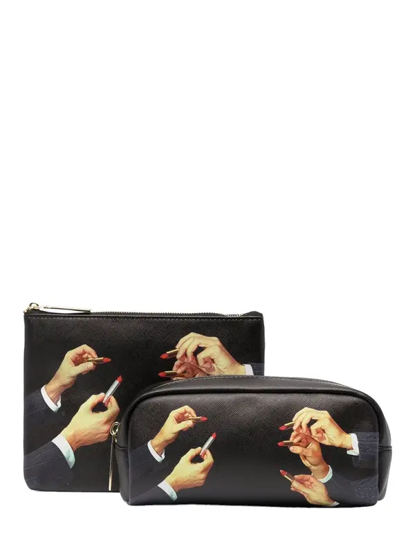 SELETTI Lipstick Print Pouch - Black