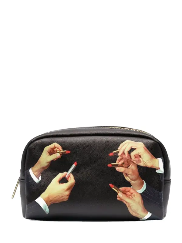 SELETTI Graphic-print Wash Bag - Black