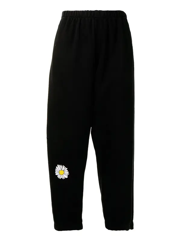 Natasha Zinko Daisy-print Cropped Track Pants - Black