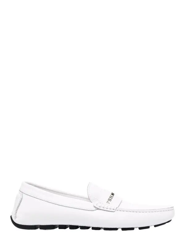 Philipp Plein Logo-plaque Leather Loafers - White
