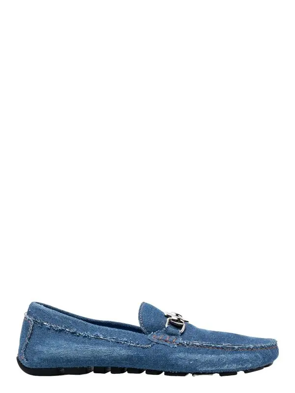 Philipp Plein Denim Logo-plaque Moccasins - Blue