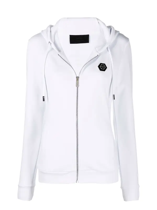 Philipp Plein Logo-appliqué Zip-up Hoodie - White