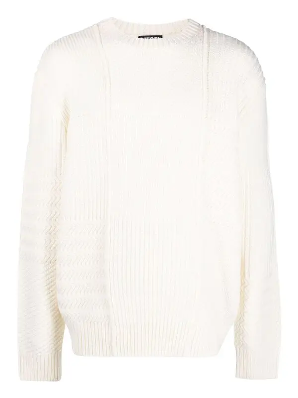 DIESEL® Textured-knit Wool Jumper - White