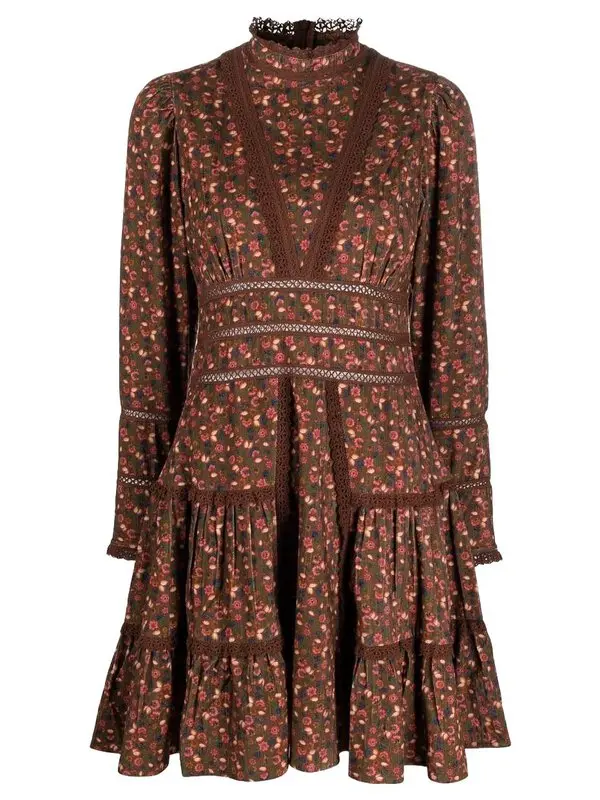 ByTiMo Floral Print Tiered Dress - Brown