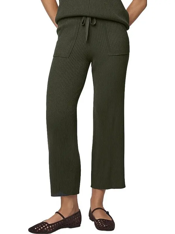 Splendid Ribbed Drawstring Pants - Green Spruce