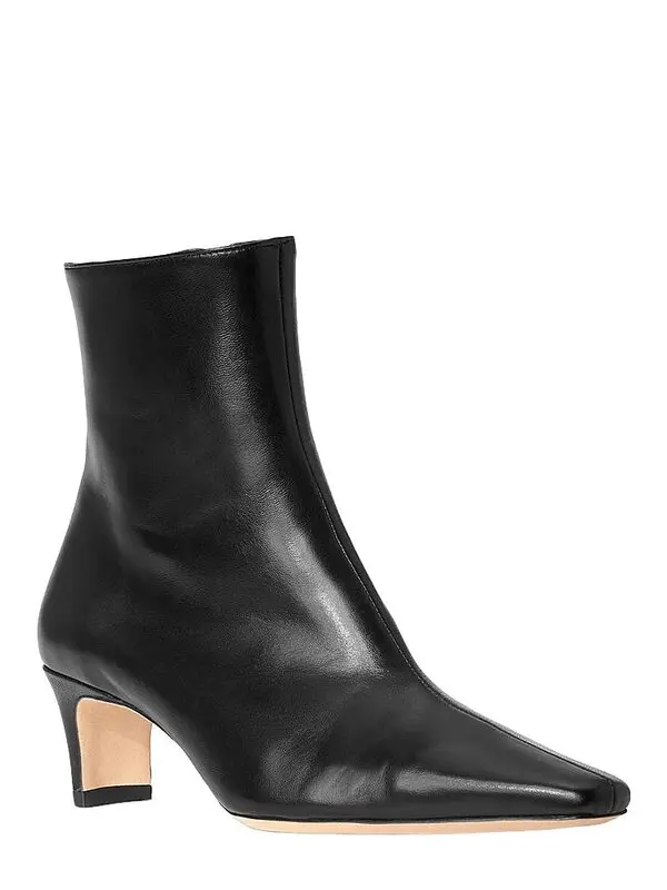 Staud Wally Leather Ankle Booties - Black Leather