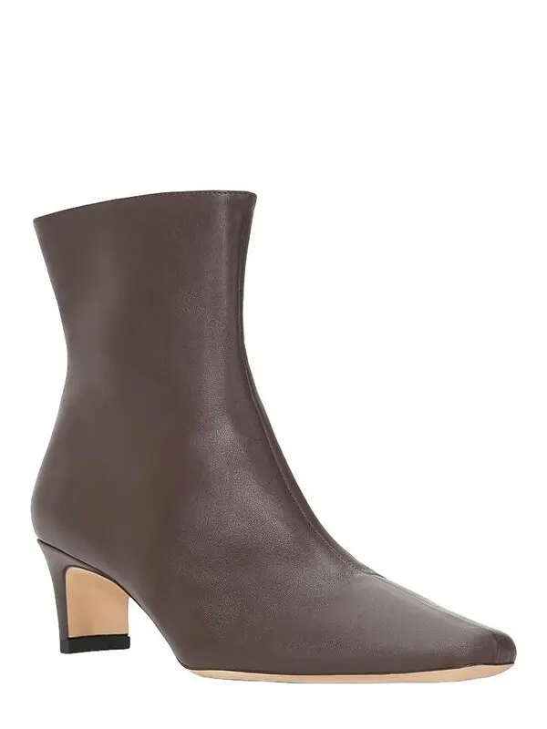 Staud Wally Leather Ankle Booties - Espresso Leather