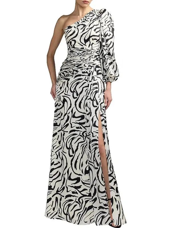 Mac Duggal Ieena Collection Printed Gown - Ivory Multi