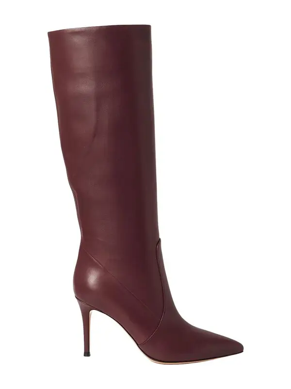 GIANVITO ROSSI Hansen 85 Leather Knee Boots - Burgundy