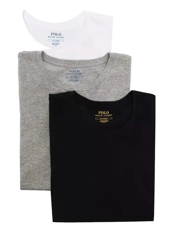 Polo Ralph Lauren Logo-embroidered Three-pack T-shirt - Black