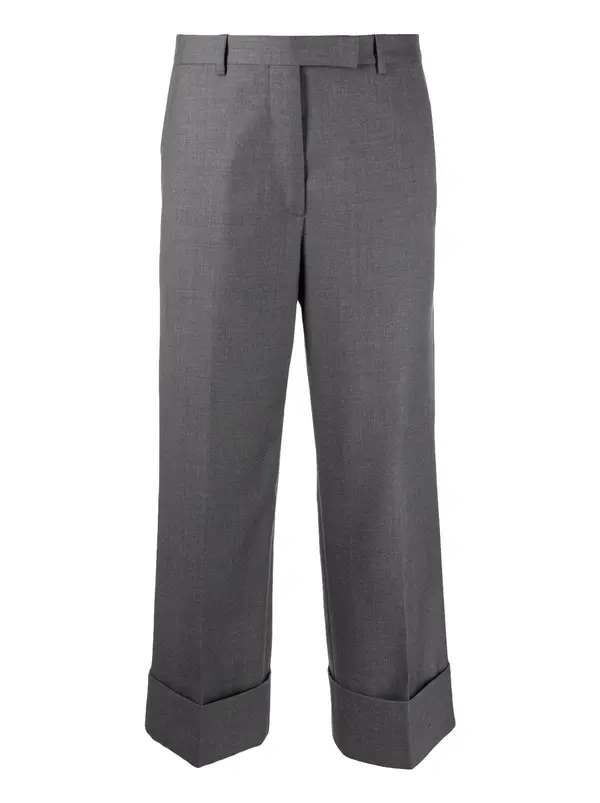 Thom Browne Cuffed-hem Cropped Trousers - Grey
