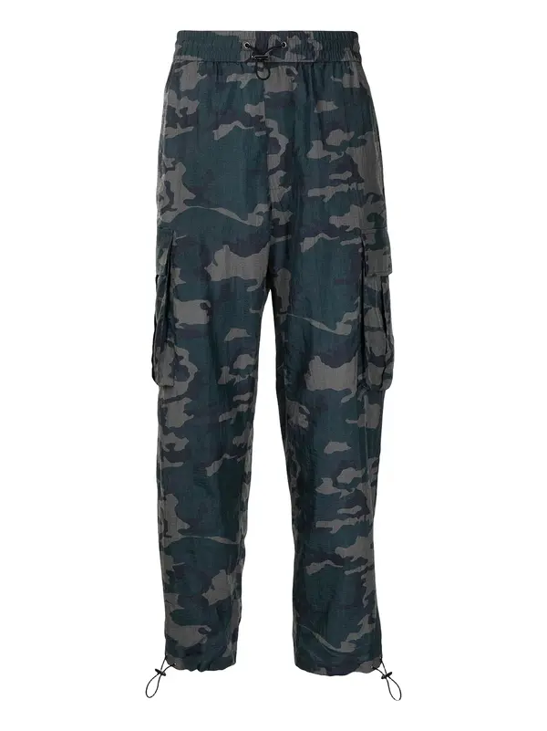 PORTS V Camouflage-print Cargo Trousers - Blue