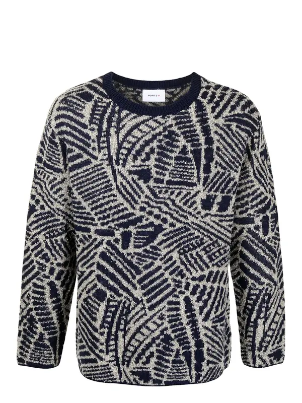 PORTS V Abstract-pattern Sweater - Blue