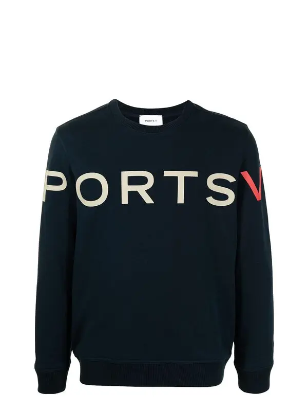 PORTS V Logo-print Cotton Sweatshirt - Blue