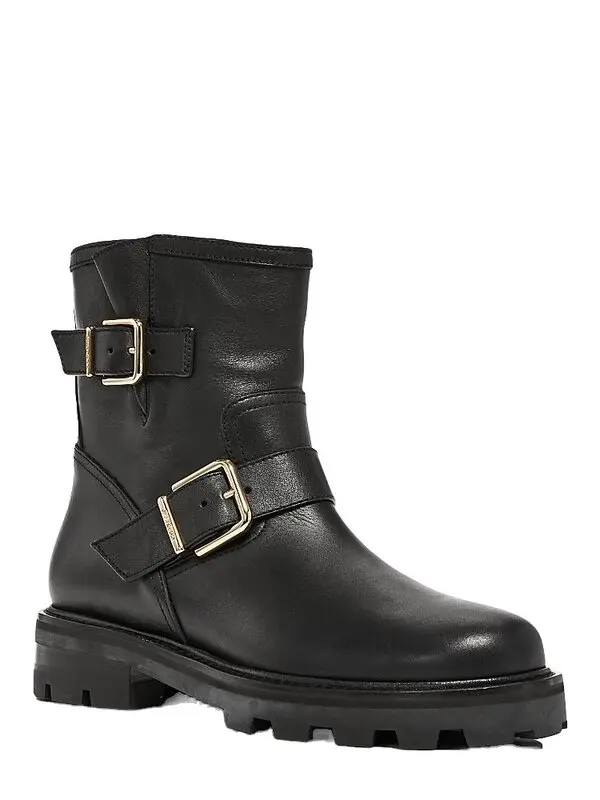 JIMMY CHOO Youth Ii Buckled Moto Boots - Black Leather