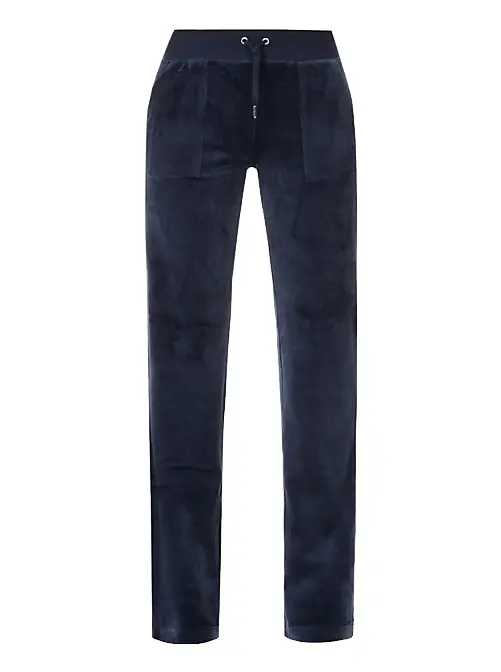 Juicy Couture Logo-embroidered Velour Trousers - Night Sky