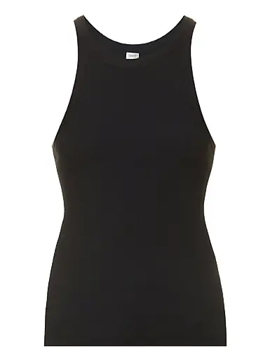 TOTEME Ribbed Cotton-blend Tank Top - Black