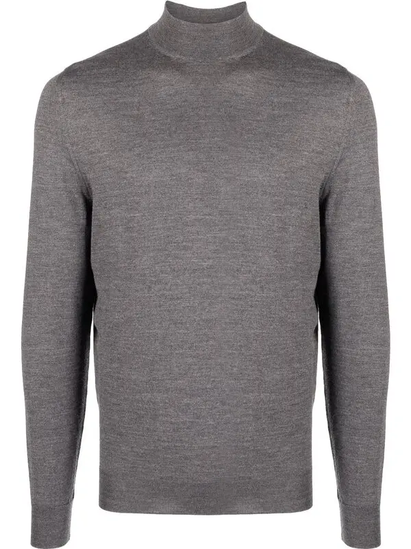 DRUMOHR Ribbed Merino Roll Neck Jumper - Grey