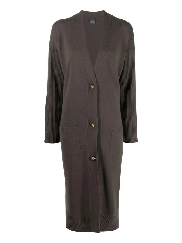 Lorena Antoniazzi Ribbed-sleeve Cashmere Cardigan-coat - Green