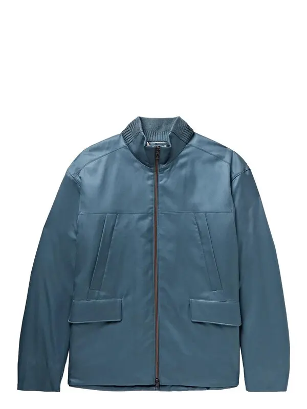 Loro Piana Padded Silk-twill Bomber Jacket - Blue