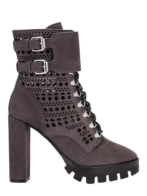Alaïa Perforated Military Boots - Cendre
