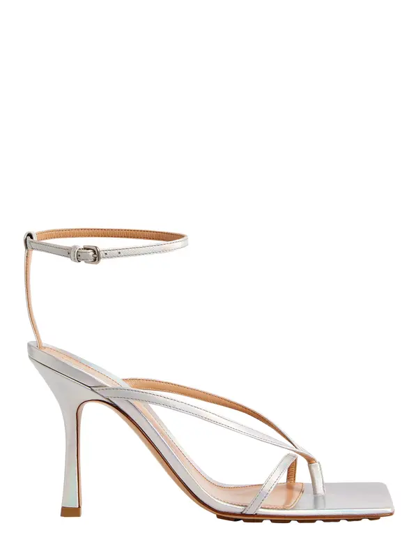 Bottega Veneta Stretch Metallic Sandals - Grey