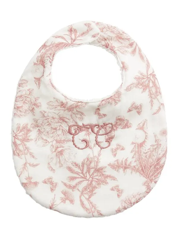 TARTINE ET CHOCOLAT Embroidered Toile De Jouy Bib - Pink