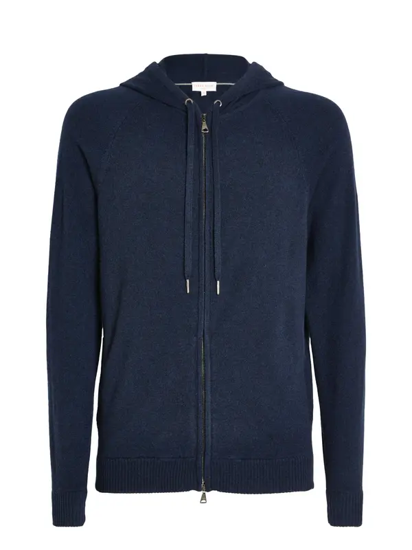 Derek Rose Cashmere Zip-up Hoodie - Blue