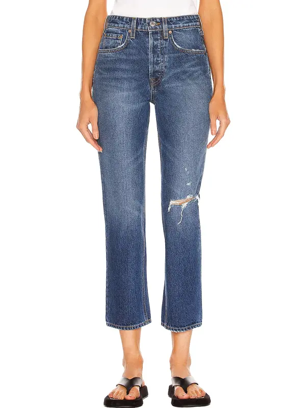 GRLFRND Karolina High-rise Straight Crop Jeans - Midtown